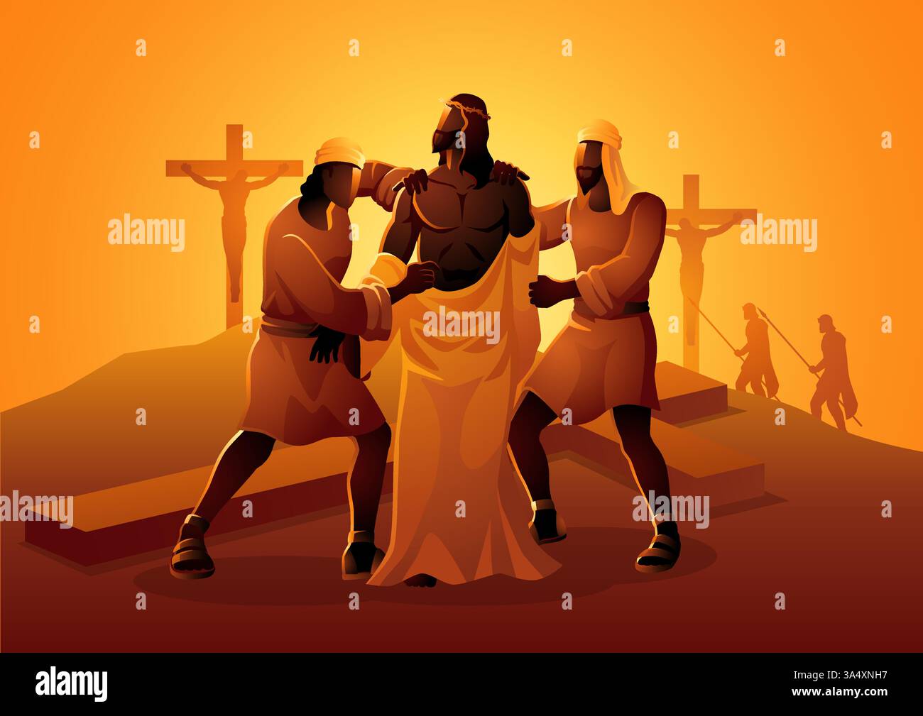 Biblical vector illustration series. Way of the Cross or Stations of ...
