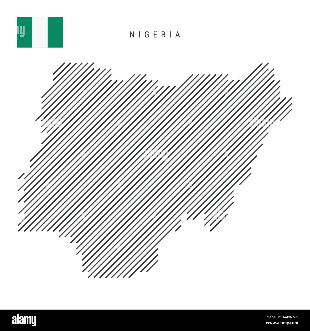Nigeria map from pattern of black slanted parallel lines. Nigerian map ...