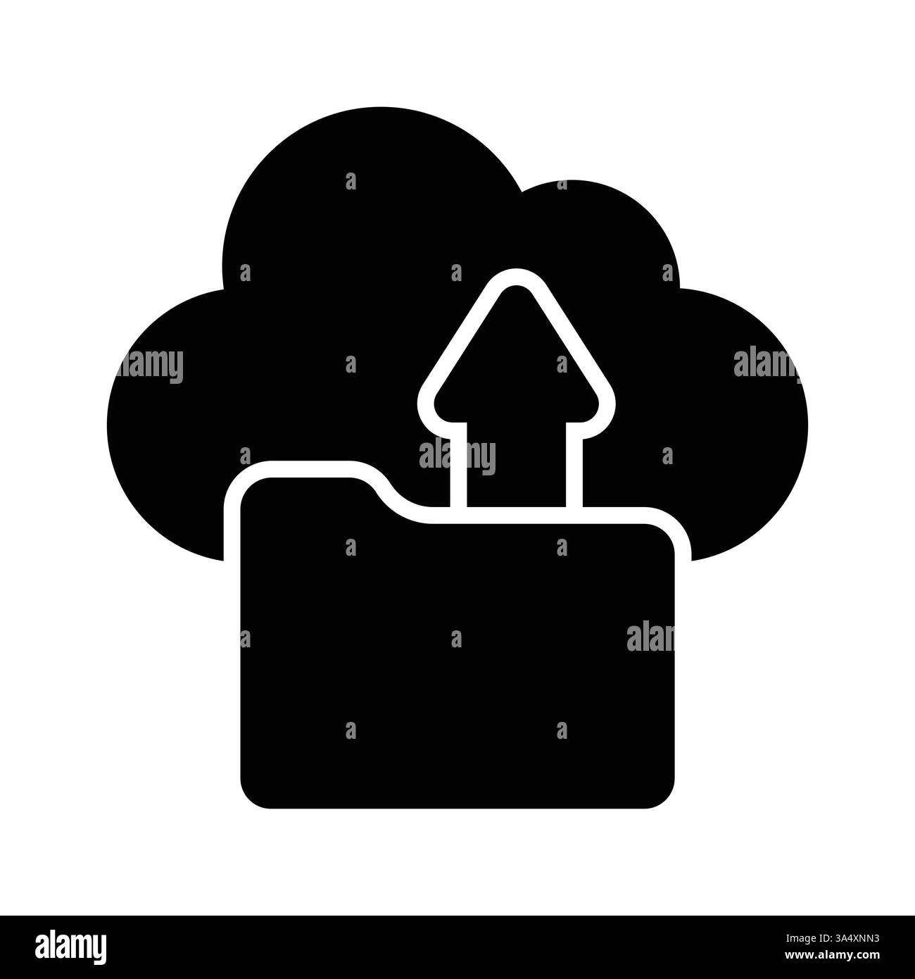 Folder with upward arrow and cloud denoting concept icon of cloud data ...