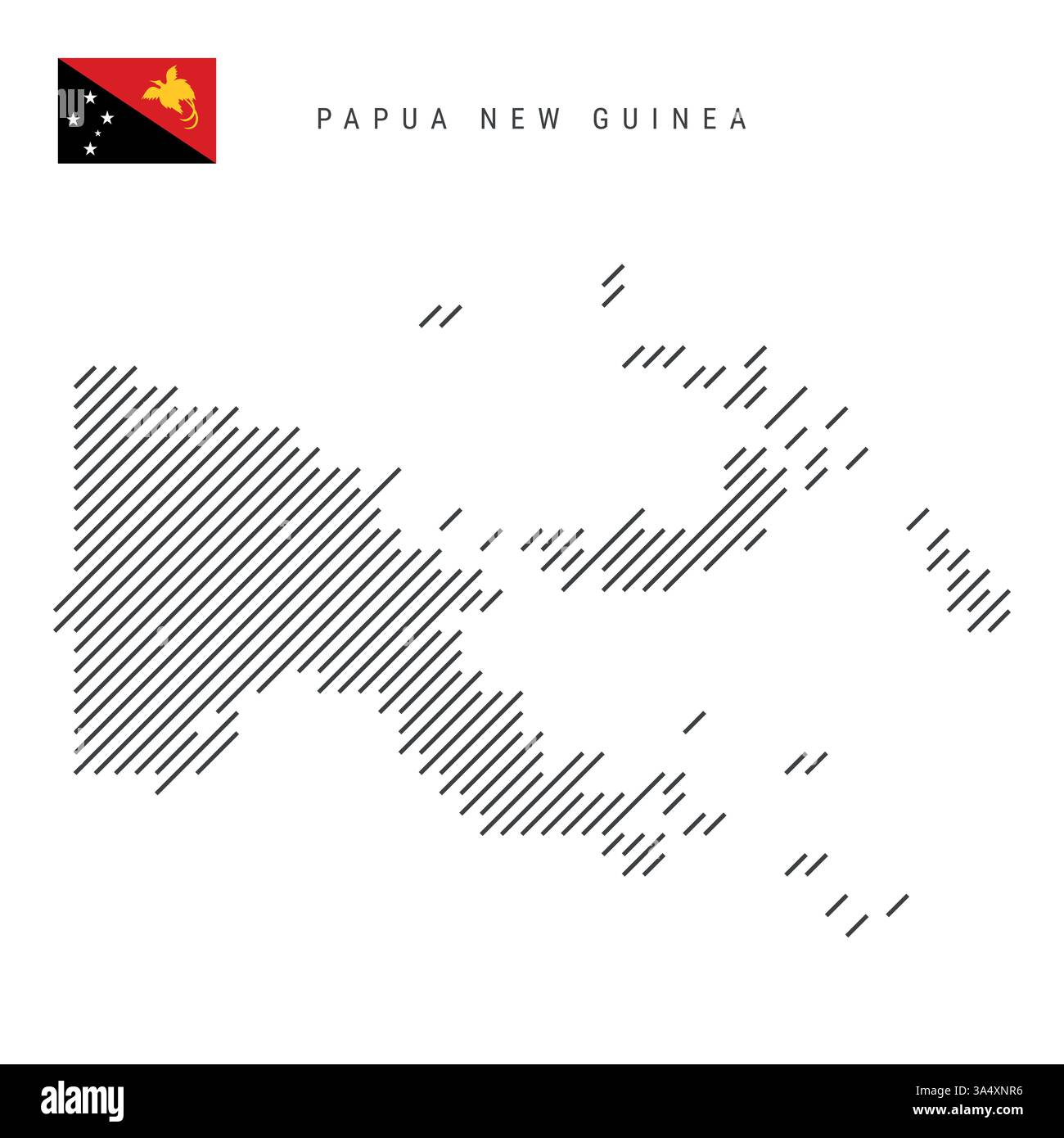 Papua New Guinea map from pattern of black slanted parallel lines ...