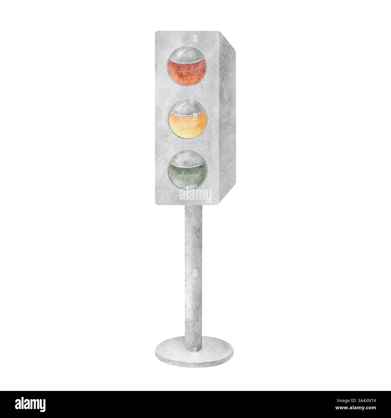 Watercolor traffic light sign red yellow green color traffic safety ...