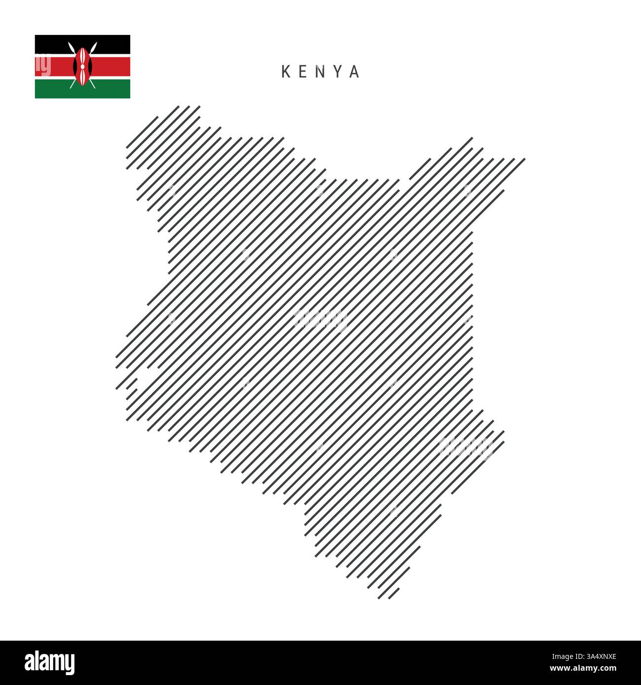 Kenya map from pattern of black slanted parallel lines. Kenyan map with ...