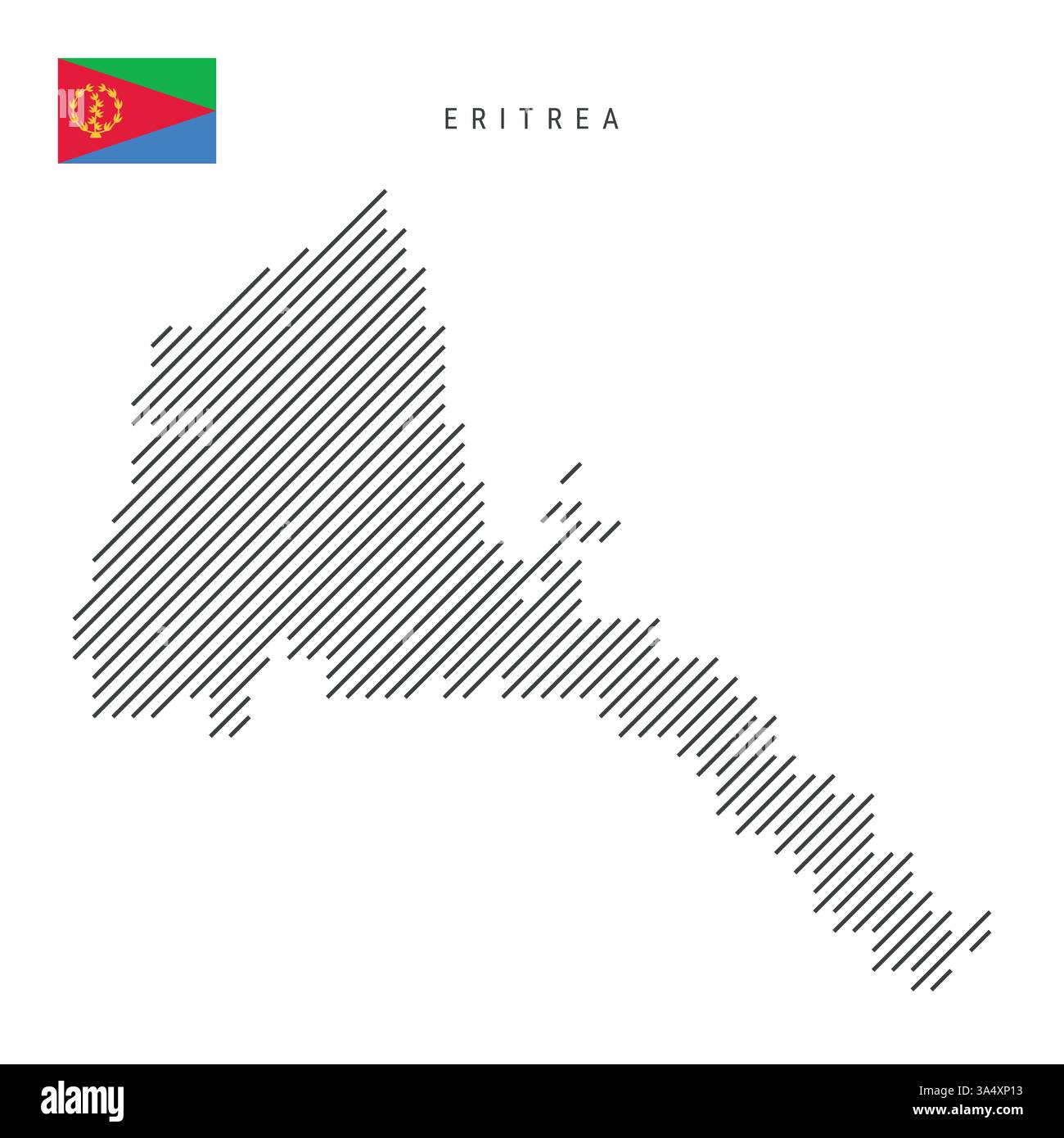 Eritrea map from pattern of black slanted parallel lines. Eritrean map with gray diagonal lines ...
