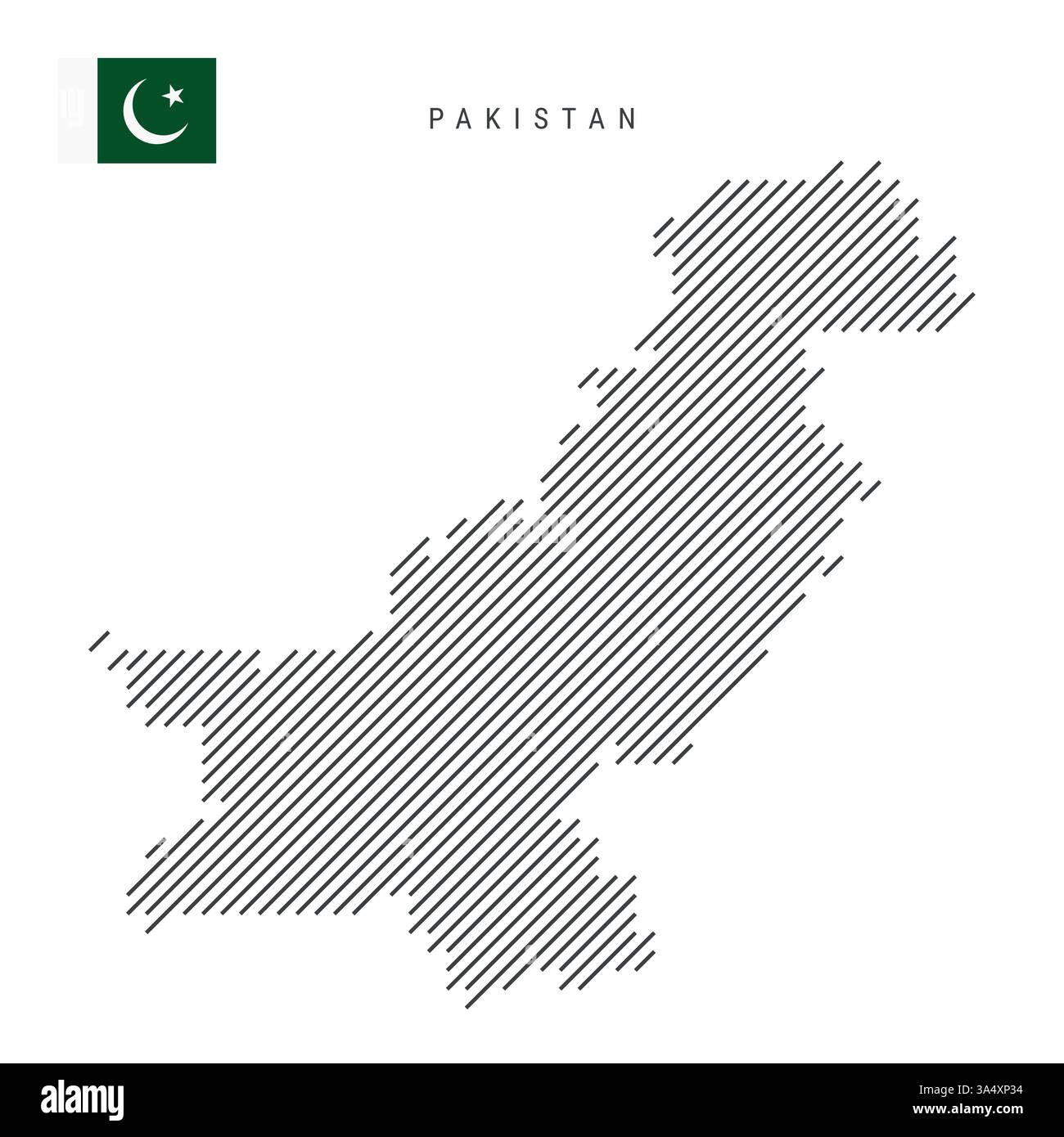 Pakistan map from pattern of black slanted parallel lines. Pakistani ...