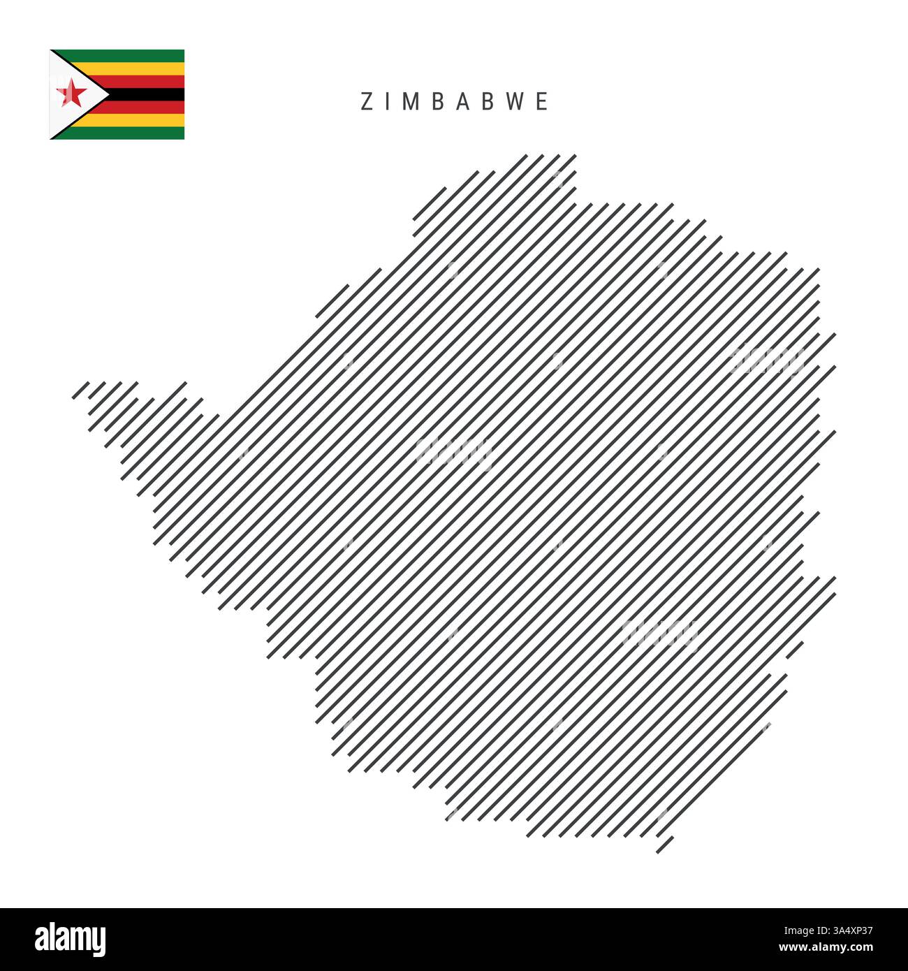 Zimbabwe map from pattern of black slanted parallel lines. Zimbabwean map with gray diagonal ...