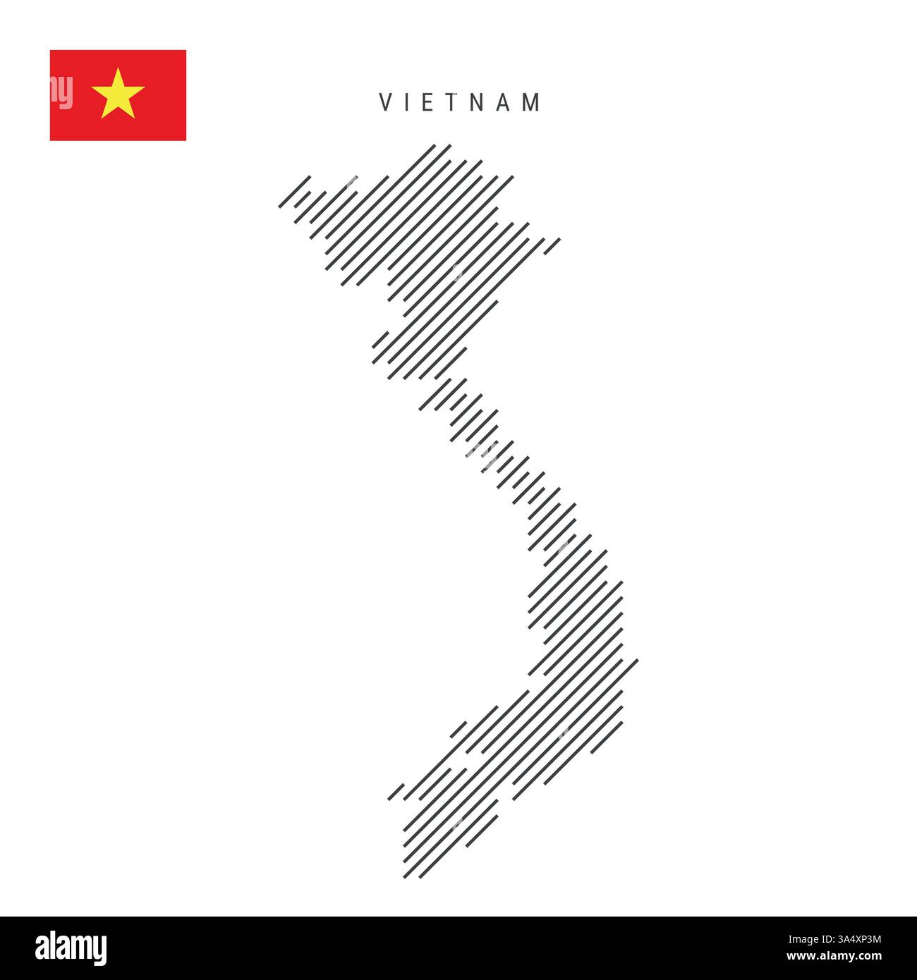 Vietnam map from pattern of black slanted parallel lines. Vietnamese ...