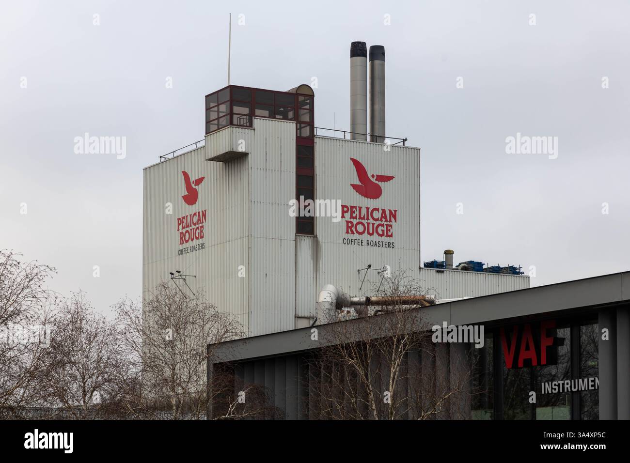 Pelican rouge logo on the factory. Pelican Rouge is a complete coffee ...
