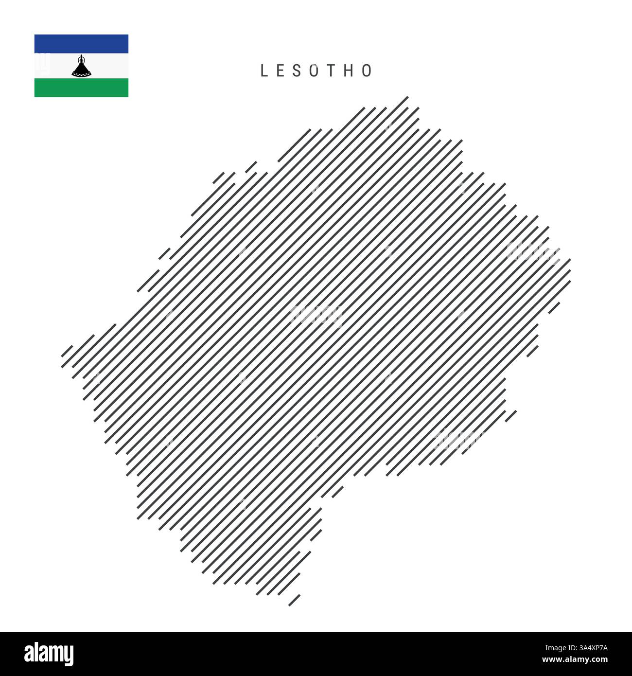 Lesotho map from pattern of black slanted parallel lines. Kingdom of ...