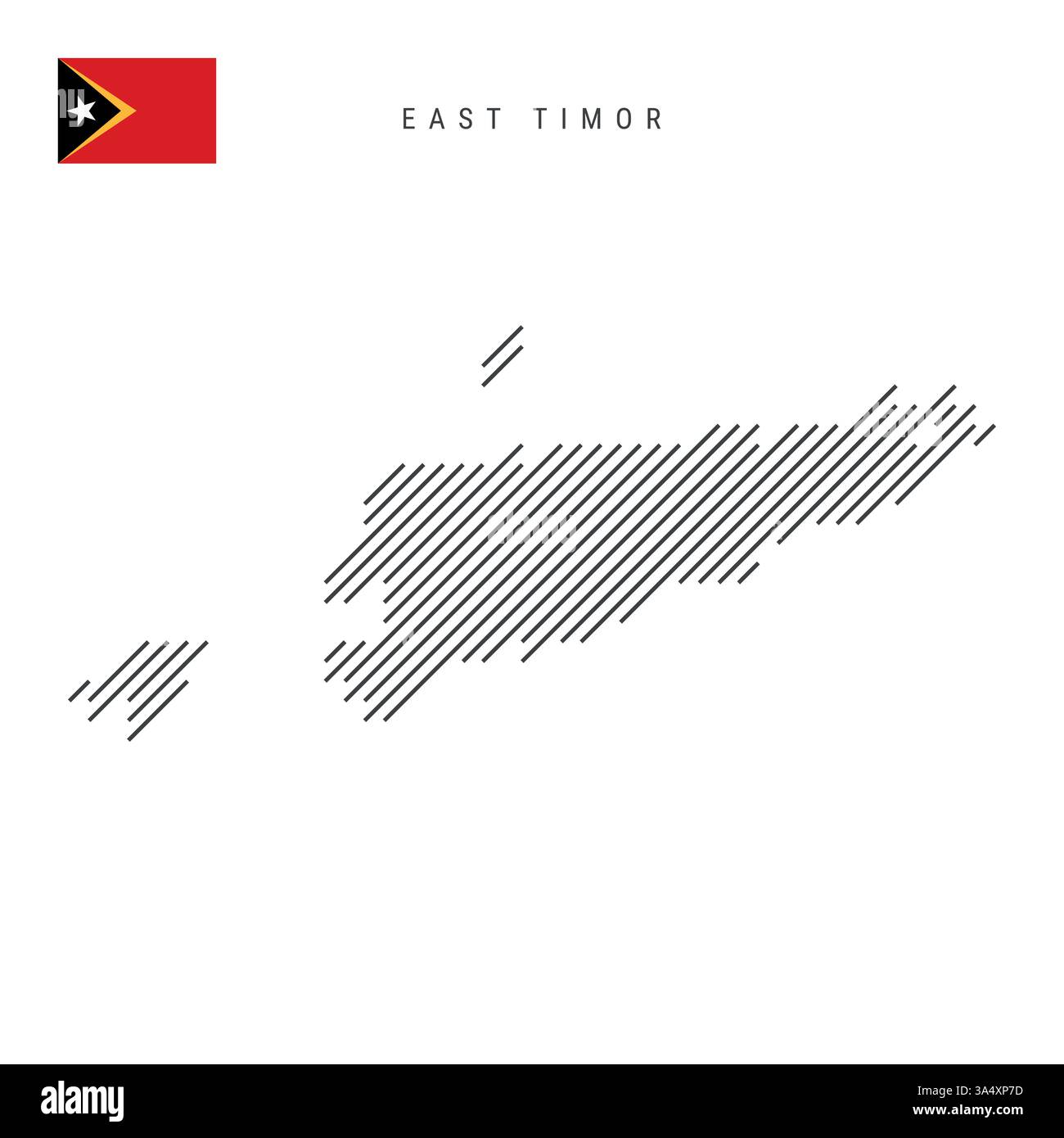 East Timor map from pattern of black slanted parallel lines. Timor-Leste map with gray diagonal ...