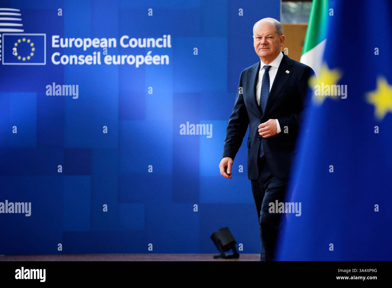 Germany's Chancellor Olaf Scholz arrives for an EU summit at the ...