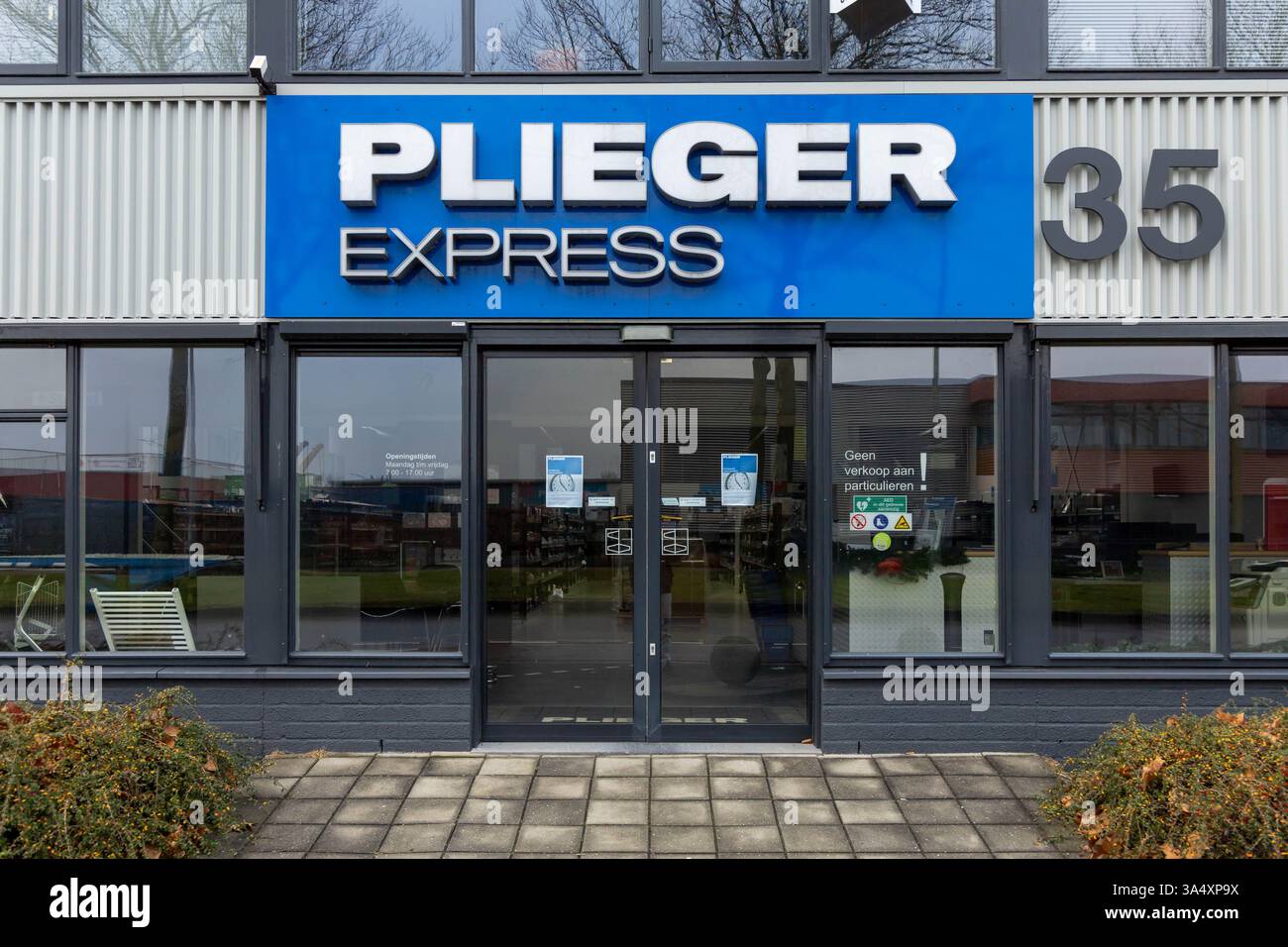 Plieger sign logo on the showroom. Plieger specializes in plumbing ...