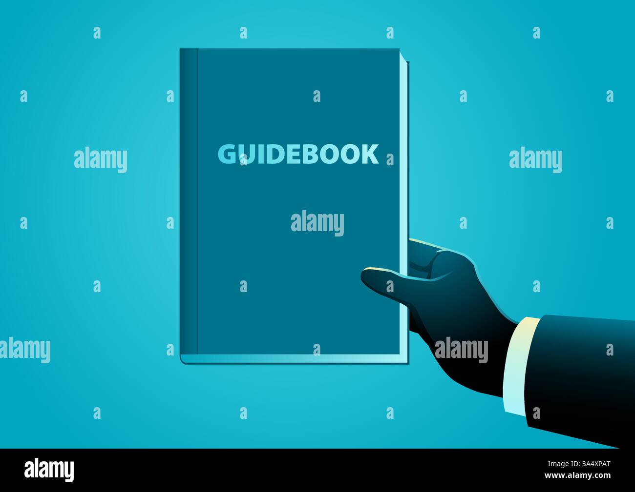 Businessman’s hand holding a guidebook, symbolizing knowledge, guidance ...