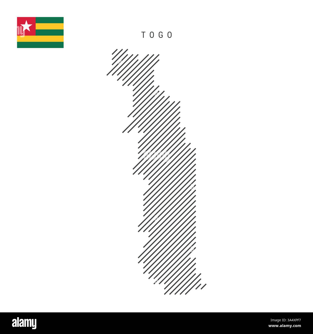 Togo map from pattern of black slanted parallel lines. Togolese ...