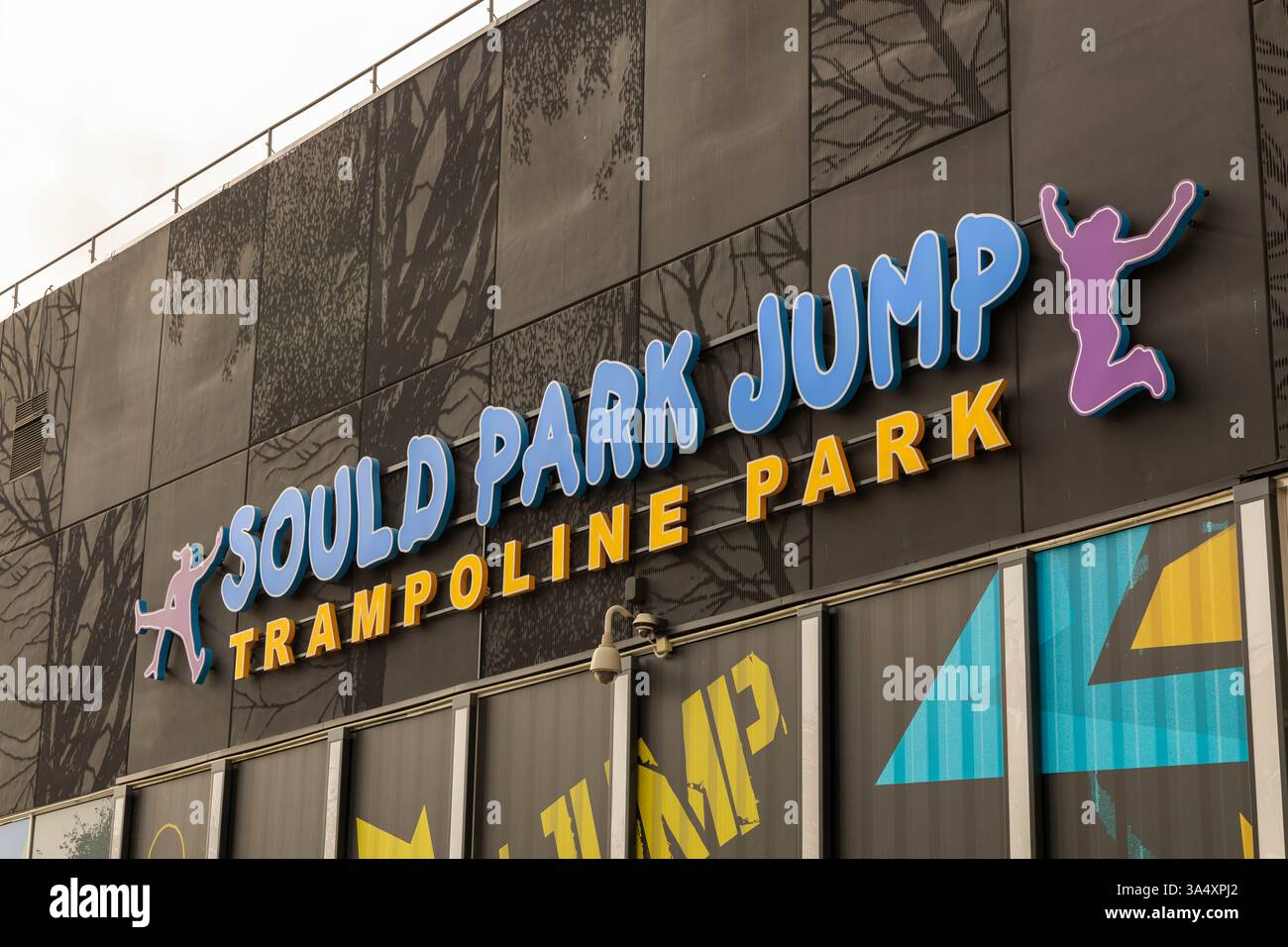 Sould Park Jump logo sign on the trampoline park at the UBBO shopping ...
