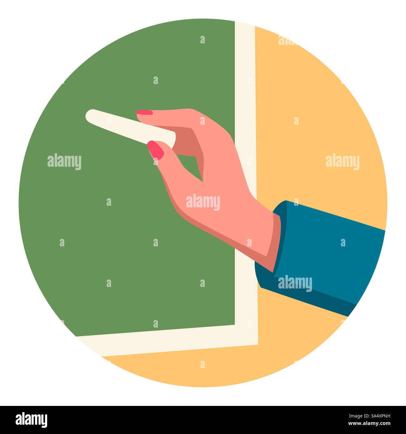 Clip art showing a teacher's hand holding chalk against a greenboard ...
