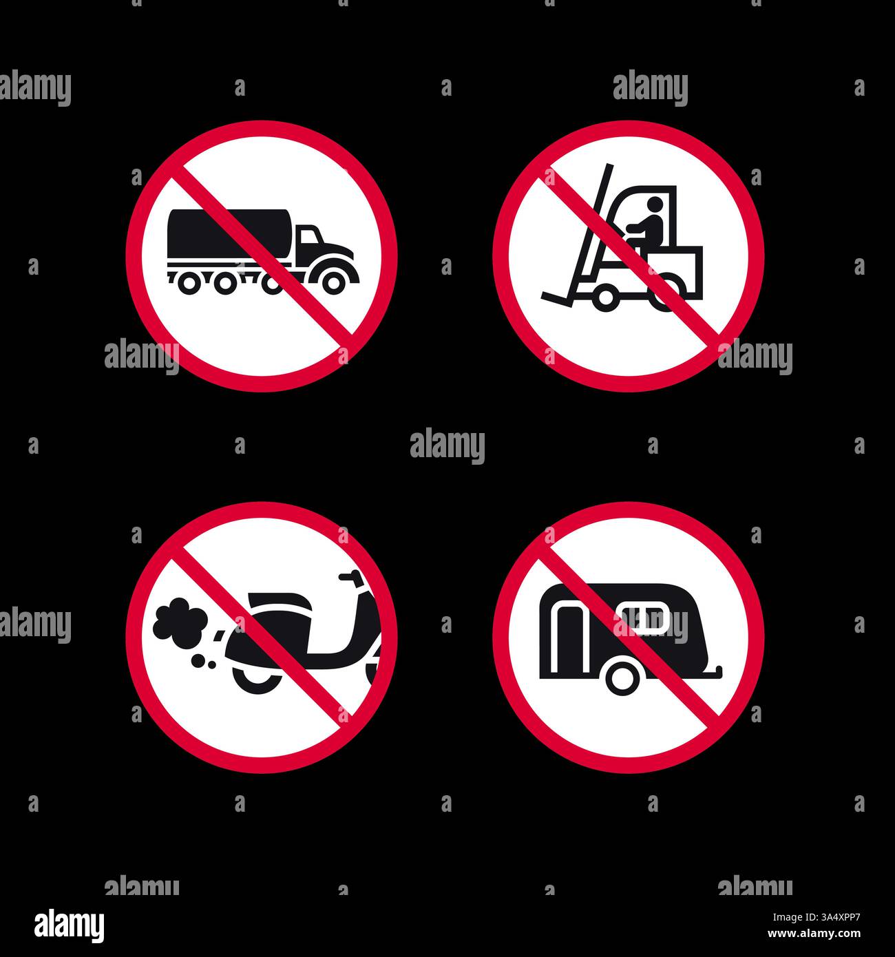 Prohibited signs, forbidden round stickers set, vector icons Stock ...