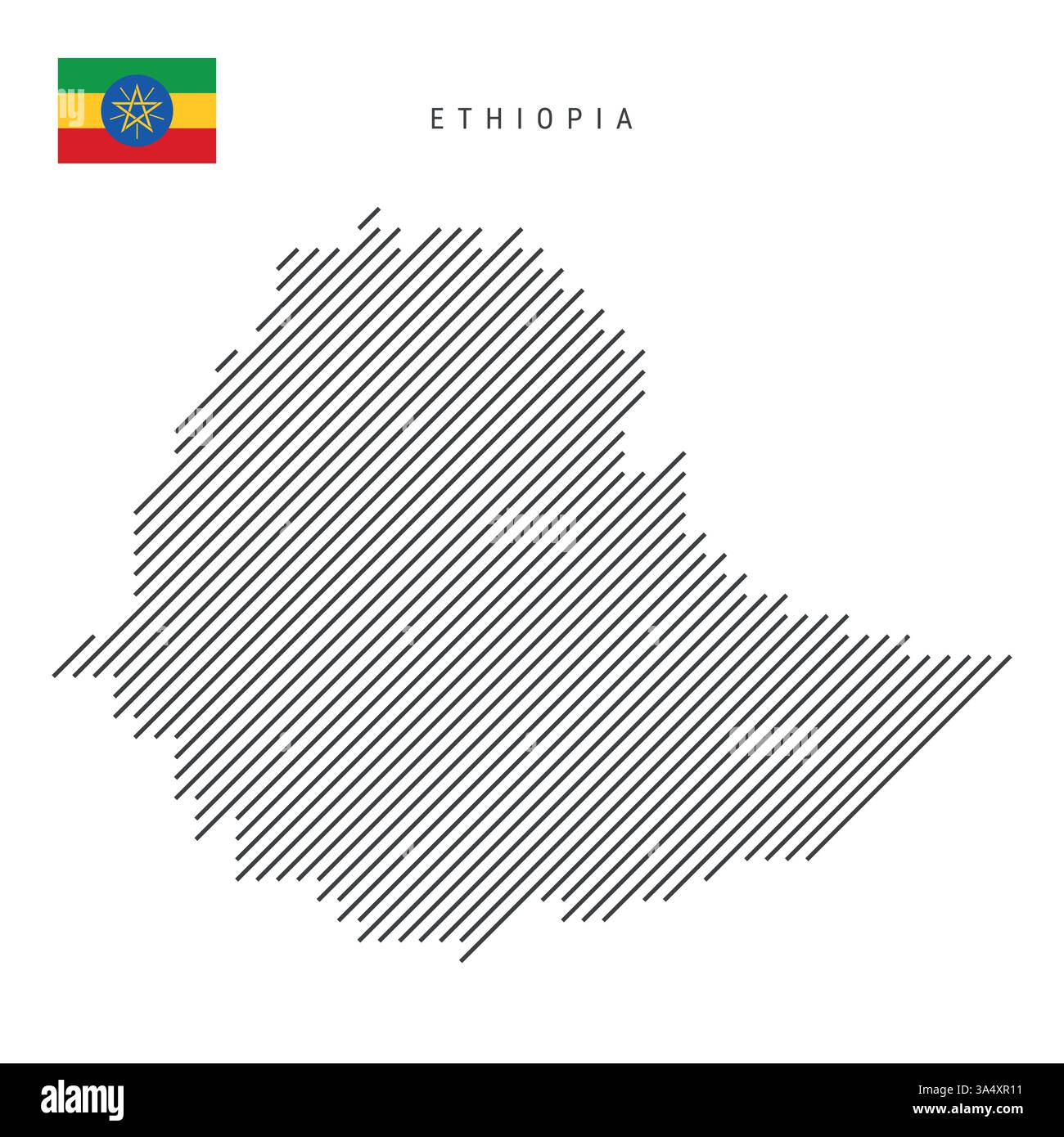 Ethiopia map from pattern of black slanted parallel lines. Ethiopian map with gray diagonal ...