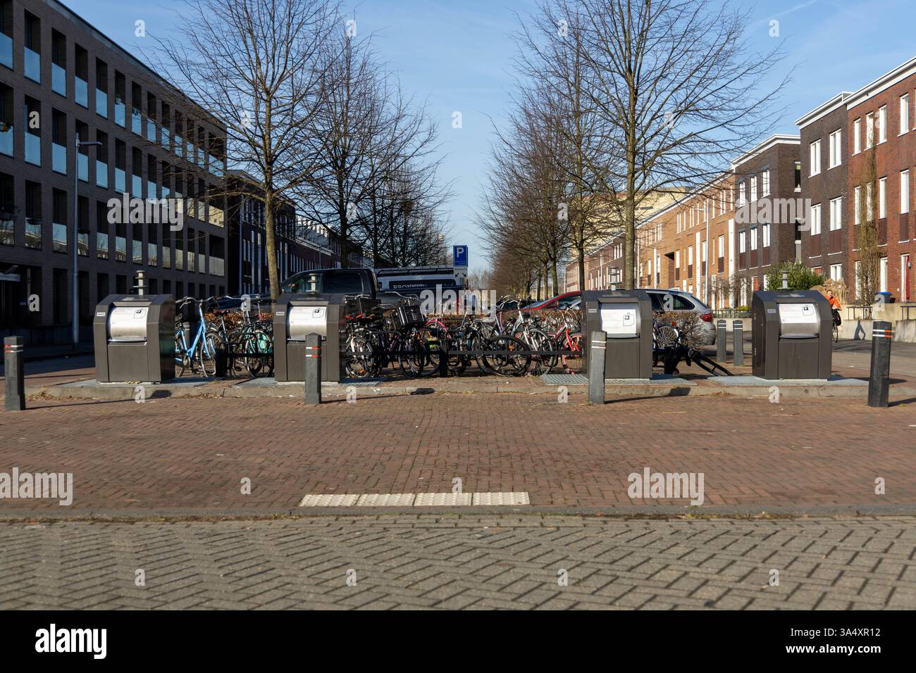 Separate waste containers underground on city street, Recycling and eco ...
