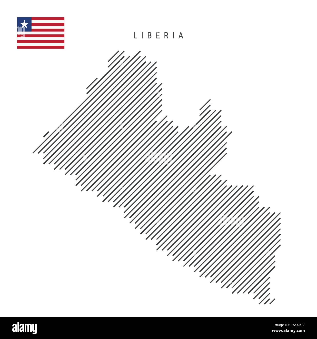 Liberia map from pattern of black slanted parallel lines. Liberian map with gray diagonal lines ...