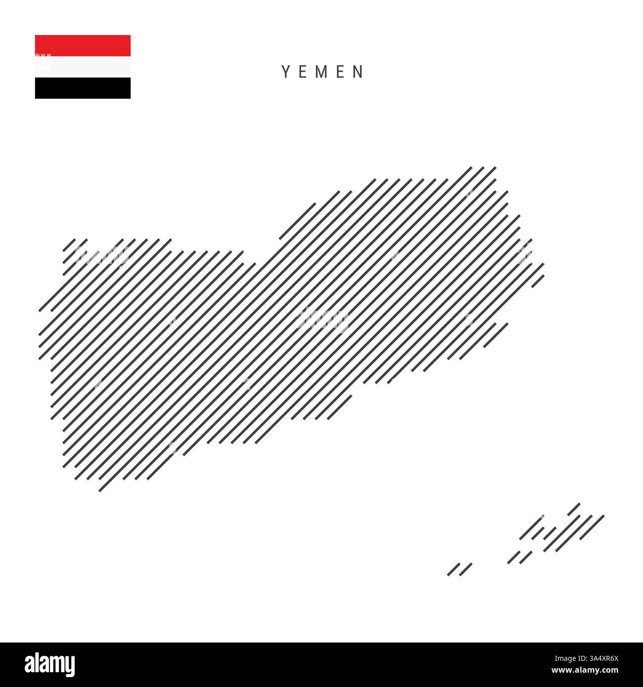 Yemen map from pattern of black slanted parallel lines. Yemeni map with ...