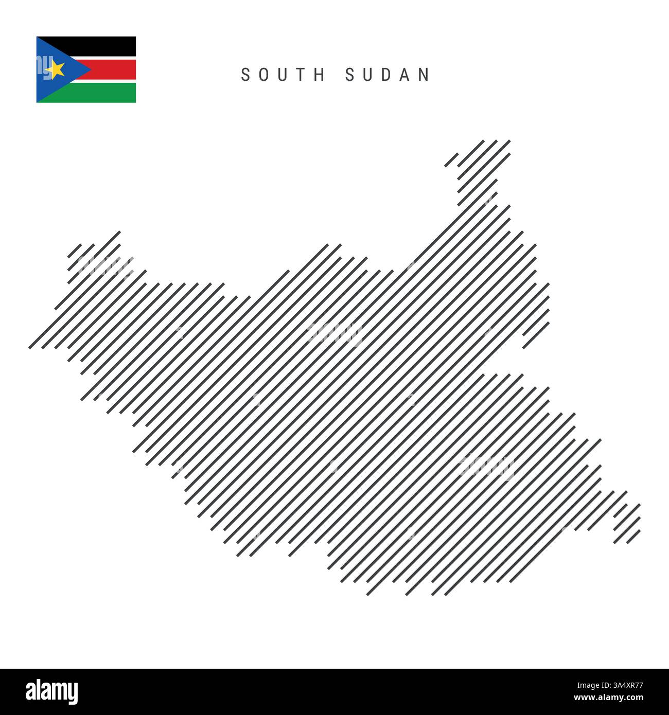 South Sudan map from pattern of black slanted parallel lines. South ...