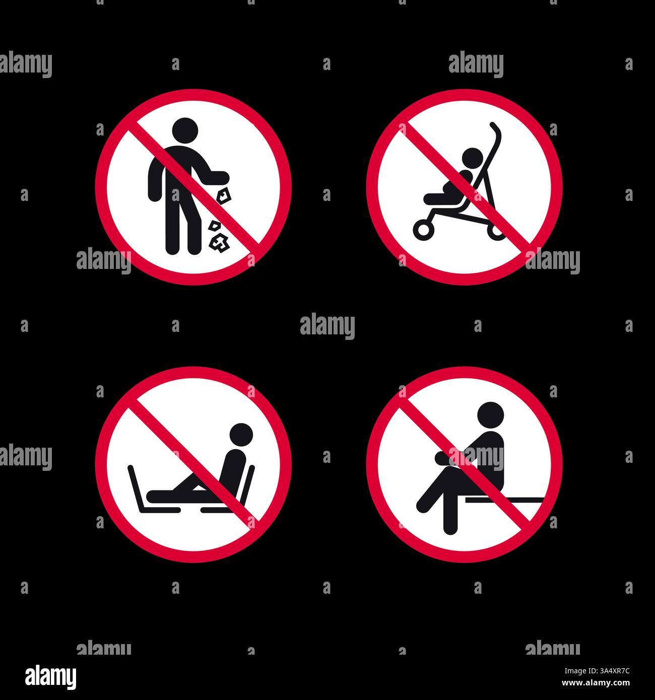 Prohibited signs, forbidden round stickers set, vector icons Stock ... Prohibited signs, forbidden round stickers set, vector icons Stock ...