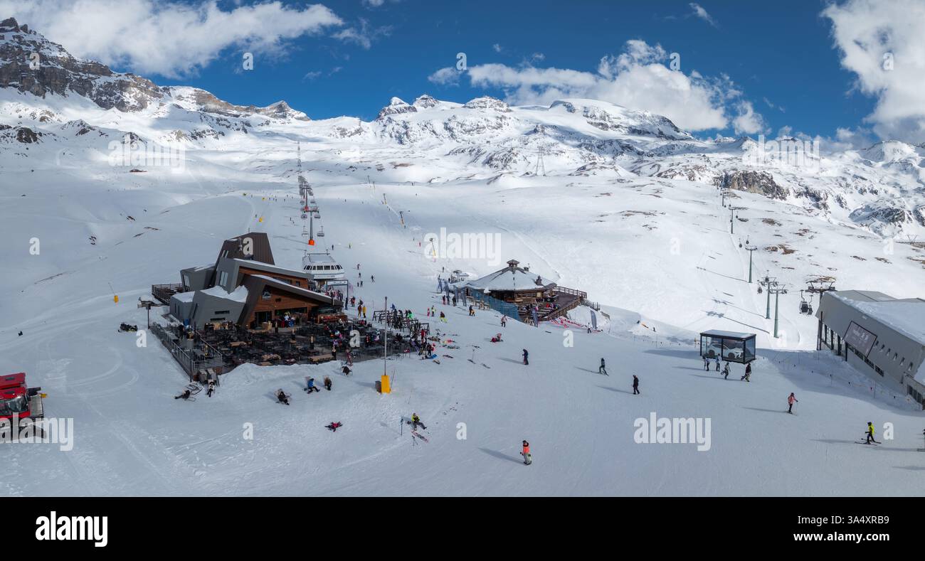 Aerial View of Ski Resort in Cervino Ski Paradise with Matterhorn Stock ...