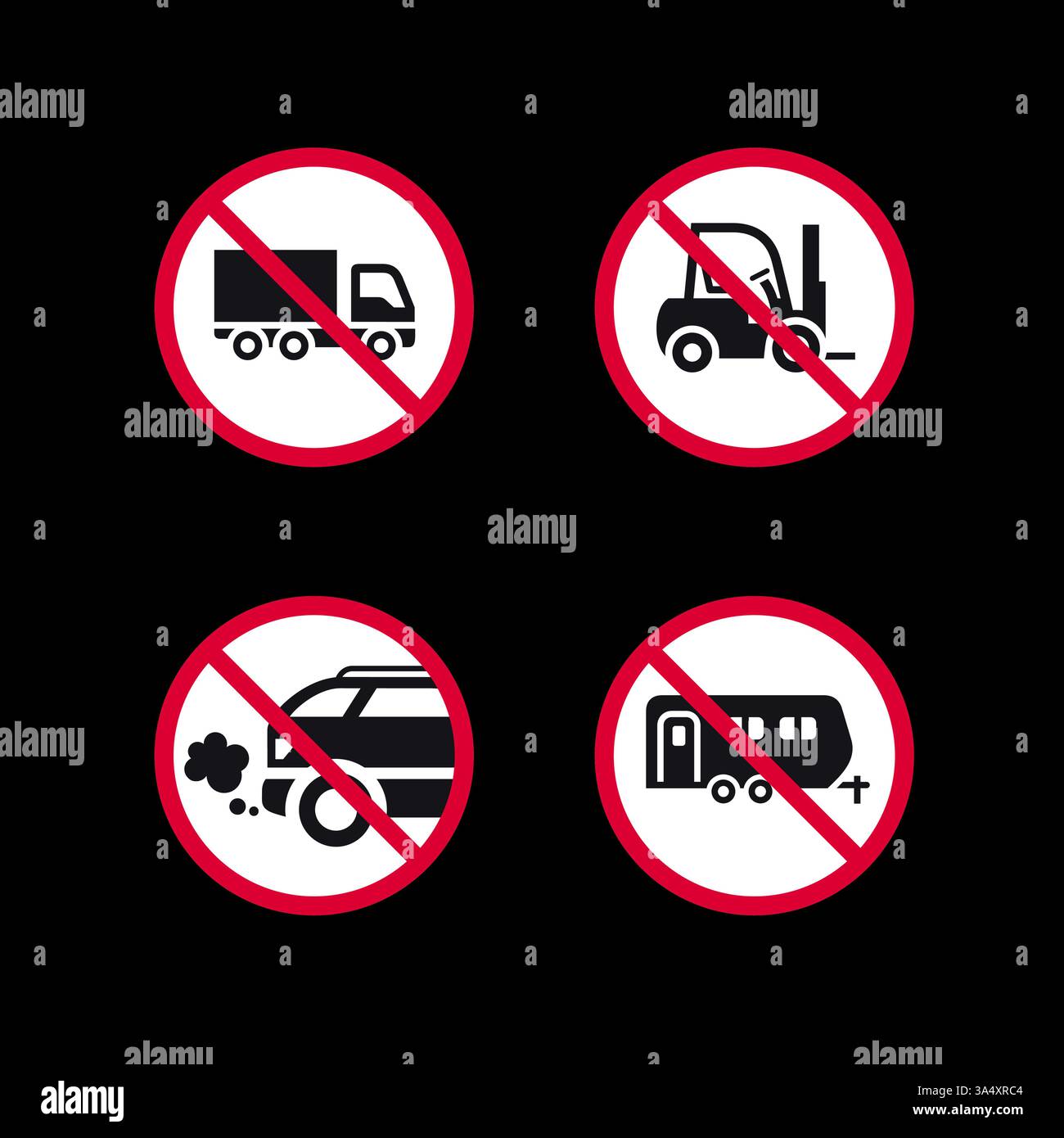 Prohibited signs, forbidden round stickers set, vector icons Stock ...