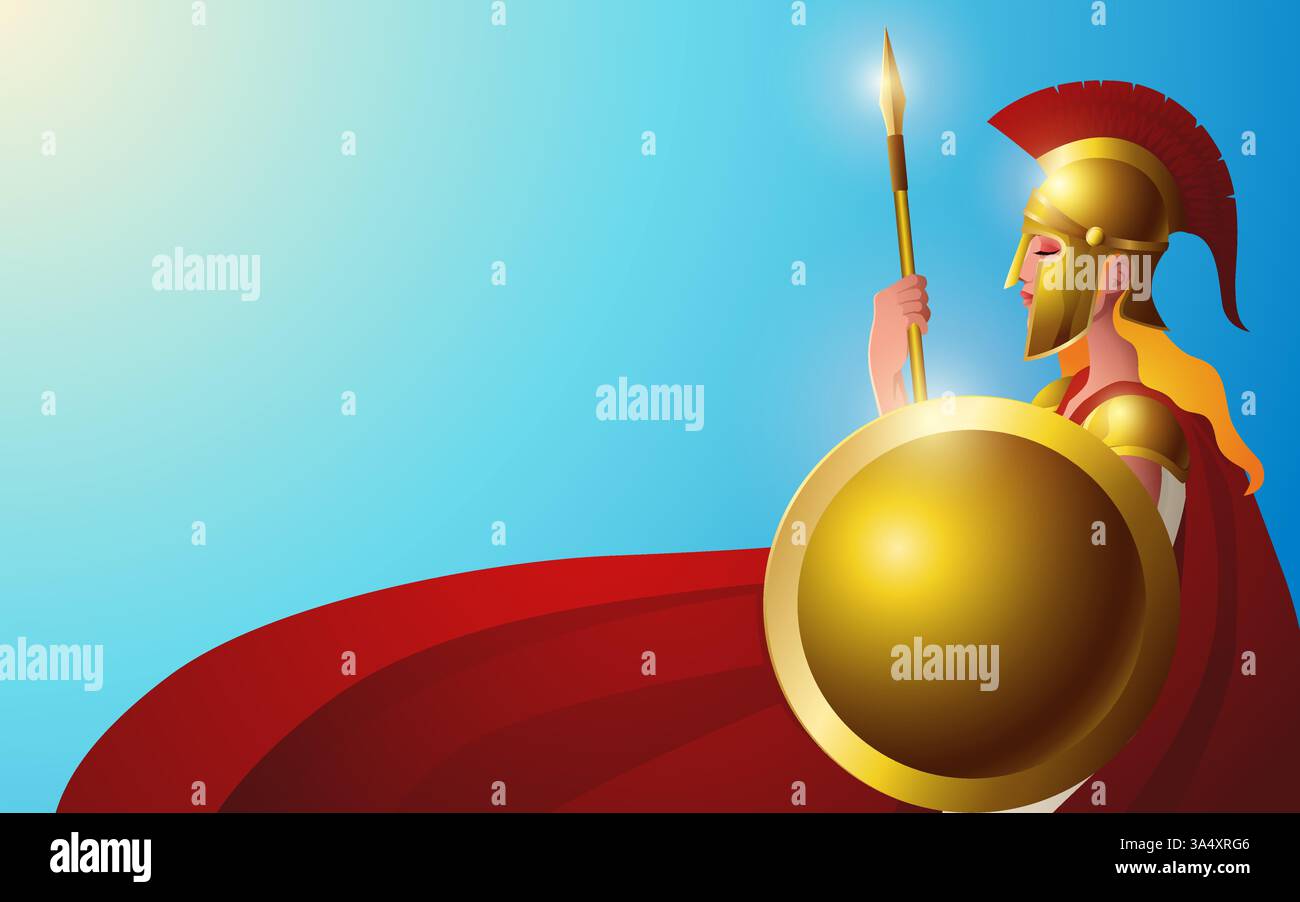 Vector illustration of Athena, the Greek goddess of wisdom and war ...