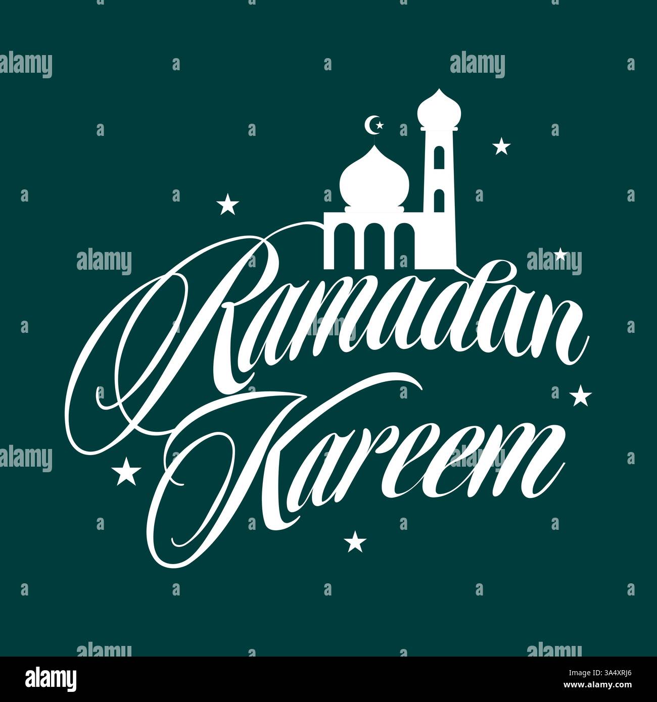 Minimalist Ramadan Kareem calligraphy on a green background, decorated ...