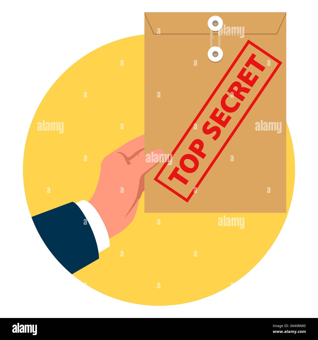Vector illustration of a hand holding a sealed TOP SECRET envelope ...