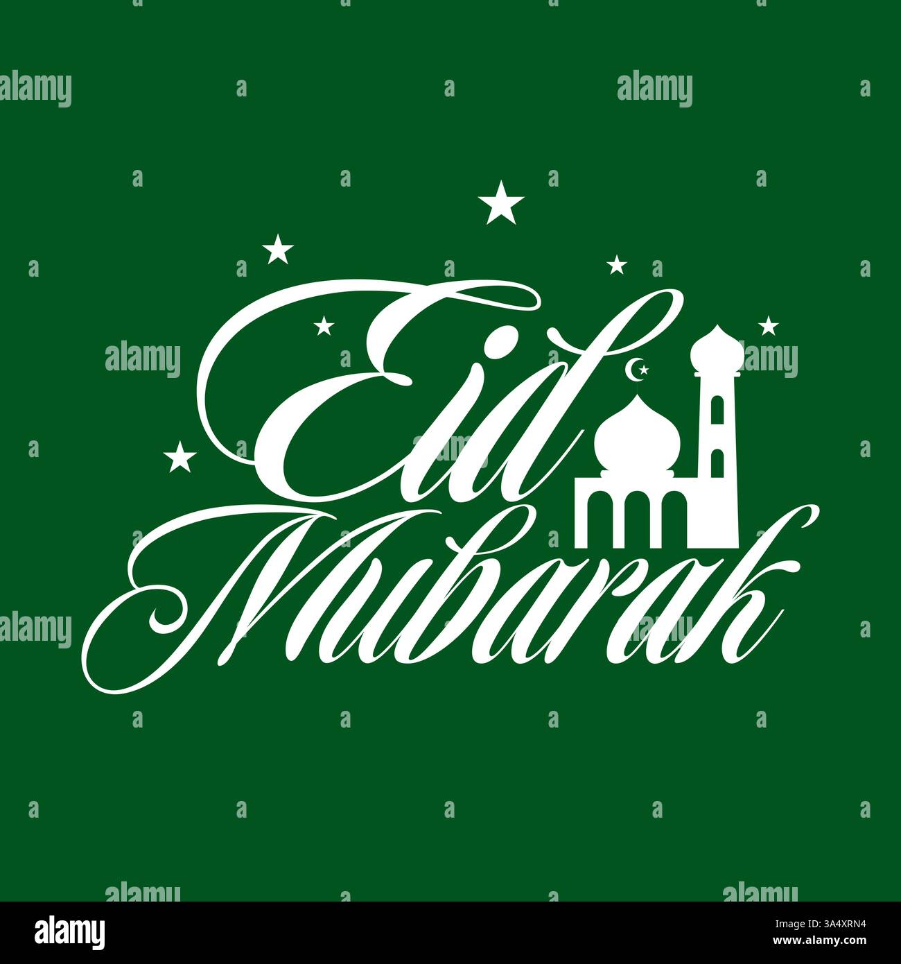 Minimalist Eid Mubarak calligraphy on a green background, decorated ...
