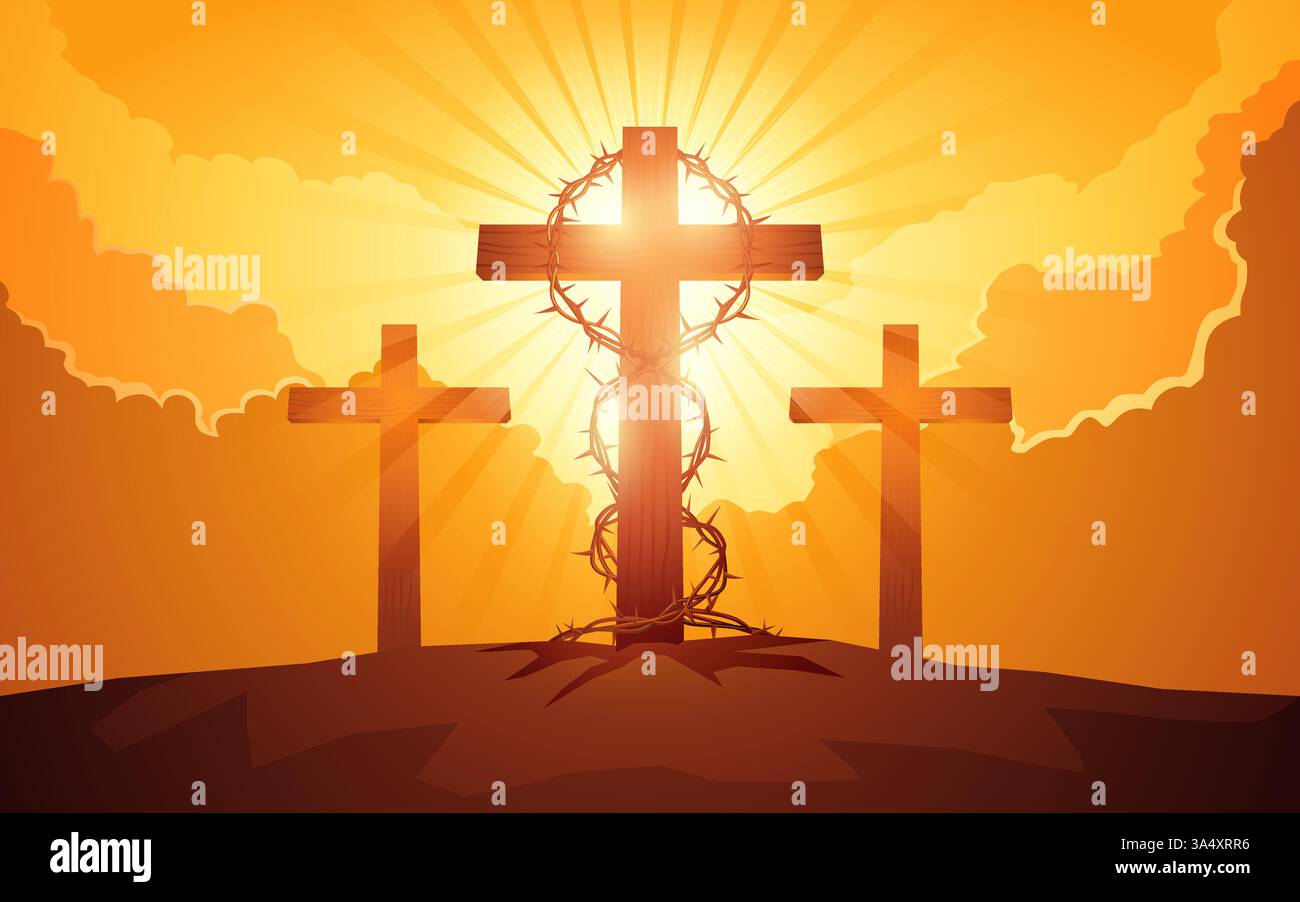 Thorny plant wrapped around a cross, symbolizing sacrifice, faith, and ...