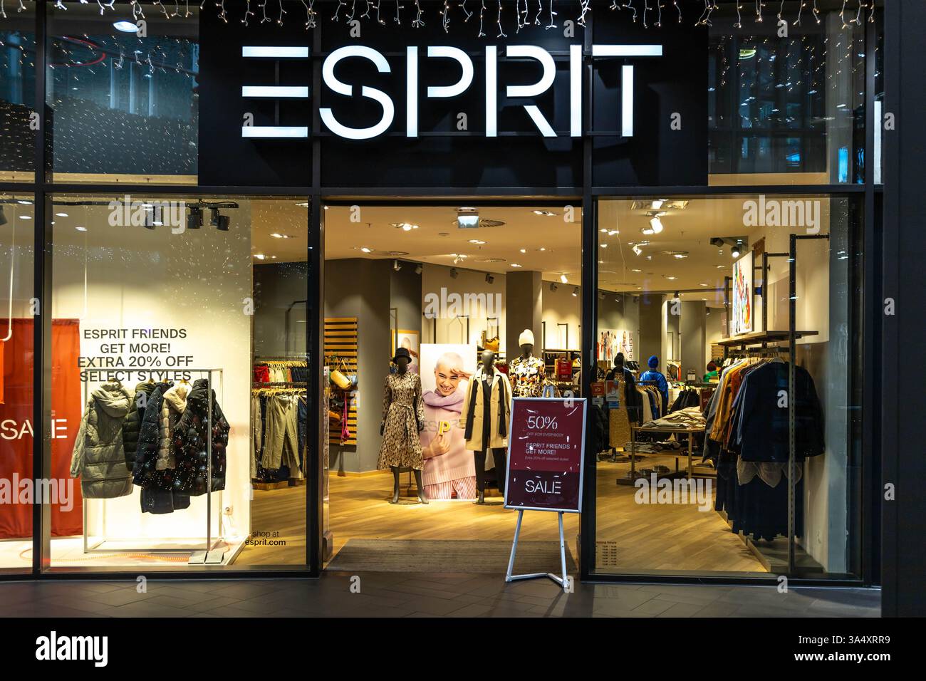 Esprit mode shop entrance with logo above the door. Esprit Holdings ...