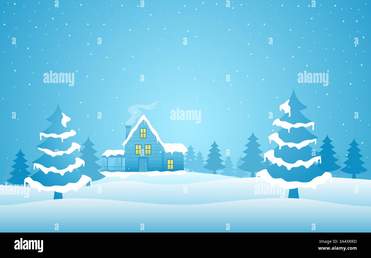 Winter wonderland in pine forest Stock Vector Images - Alamy