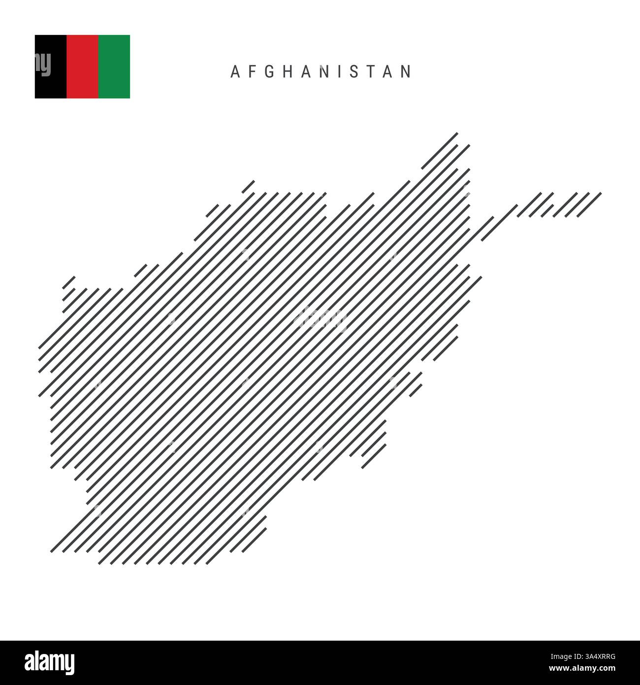 Afghanistan map from pattern of black slanted parallel lines. Afghan map with gray diagonal ...