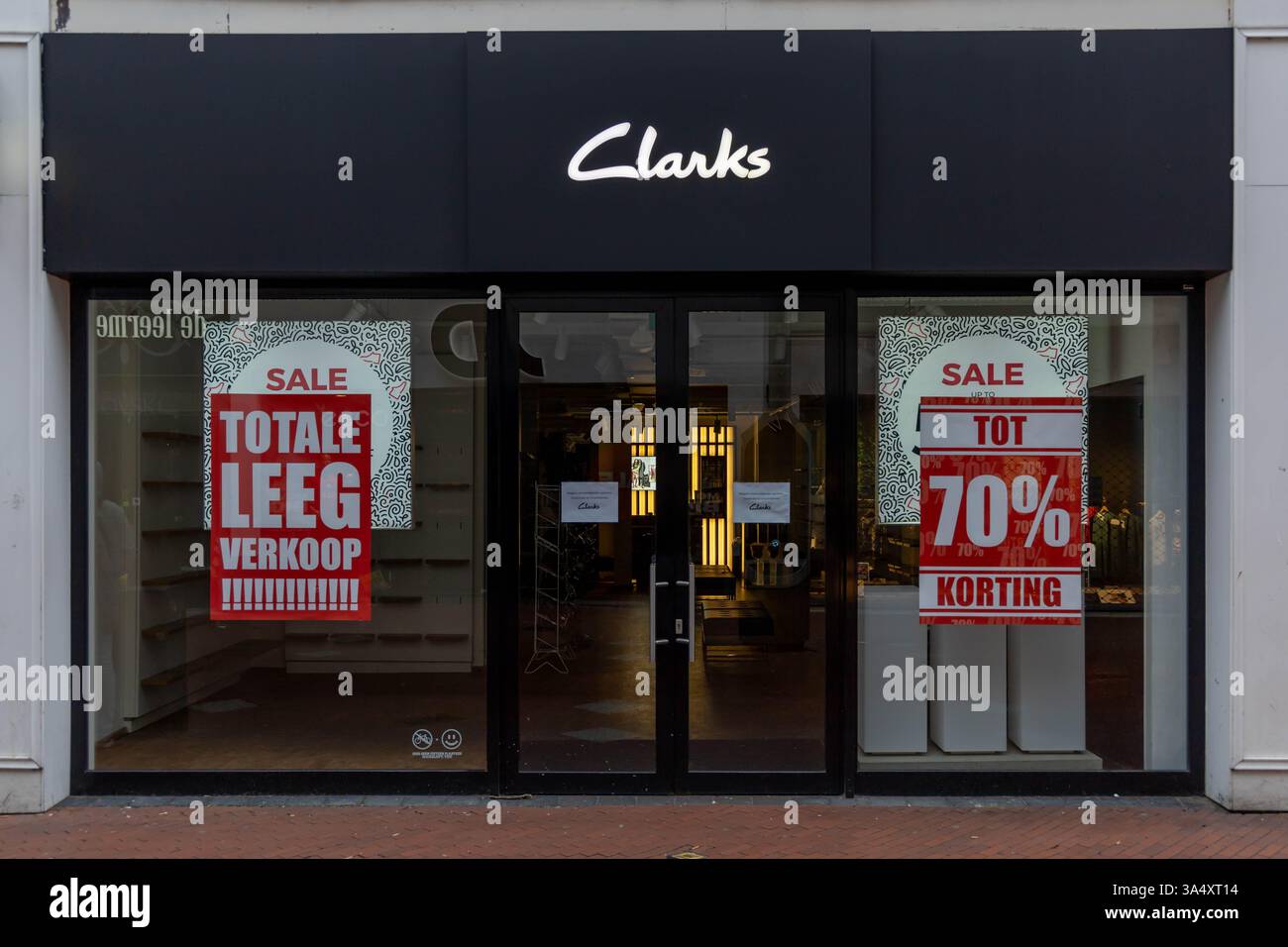 Clarks shoe store logo above the shop entrance Stock Photo - Alamy