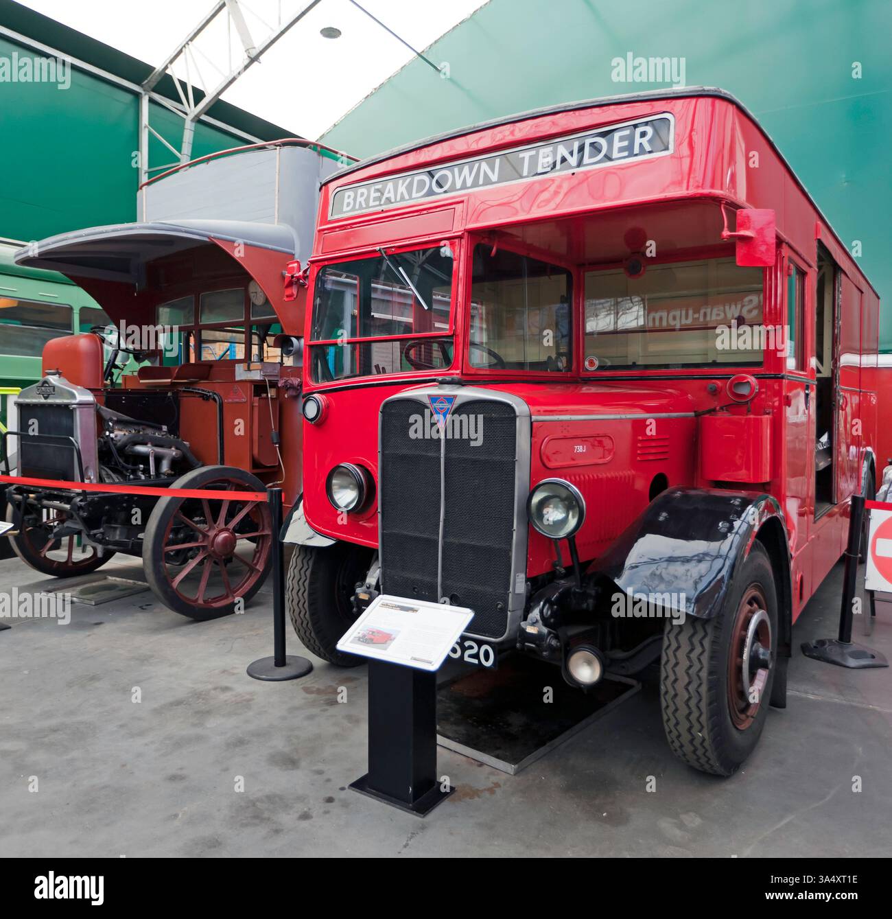 A 1933, London Transport, AEC Regent I Breakdown Tender – 738J, on display at the London Bus ...