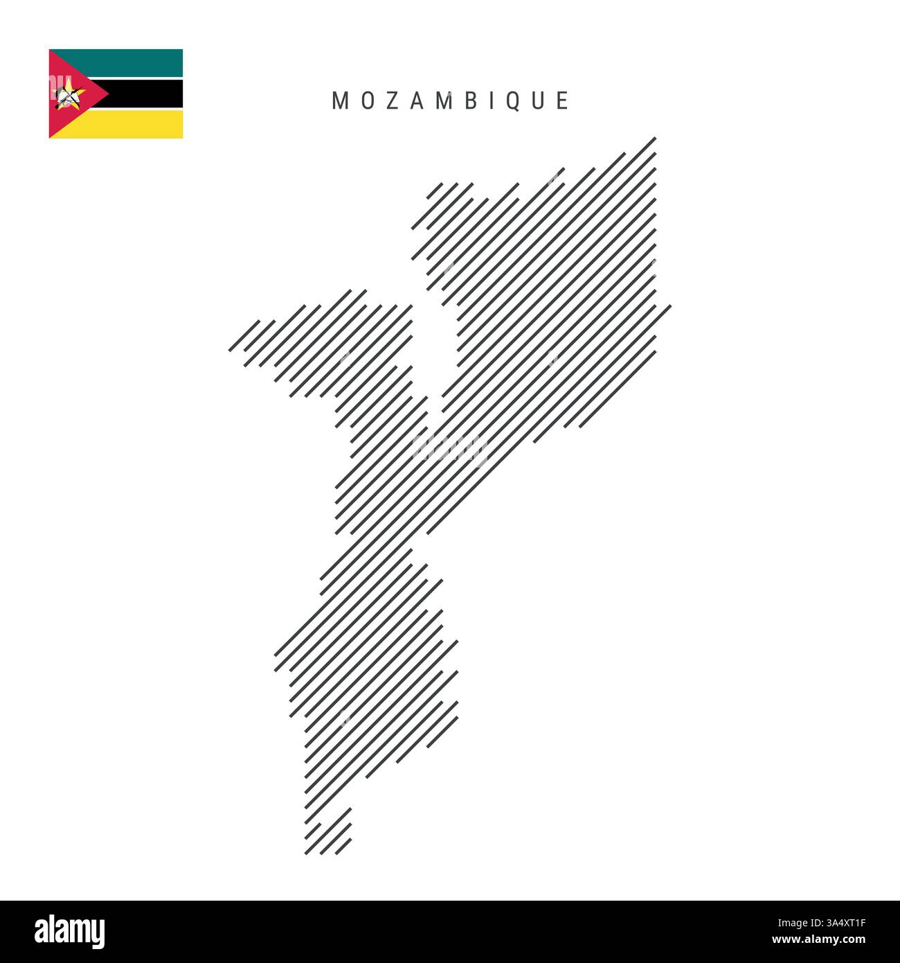 Mozambique map from pattern of black slanted parallel lines. Mozambican map with gray diagonal ...