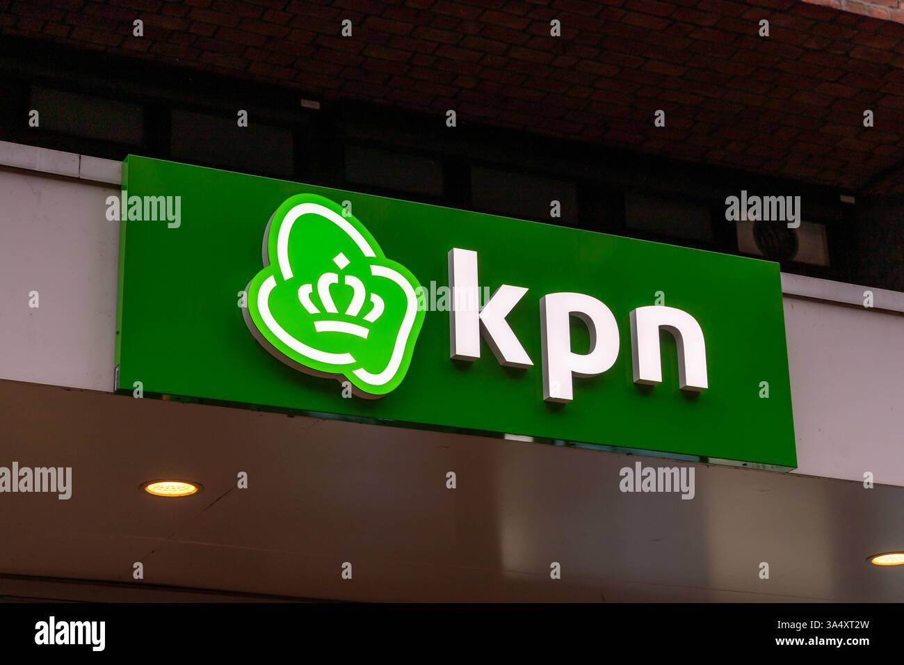 KPN store front entrance logo, technology communications company shop ...