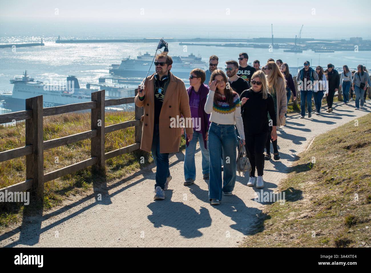 Student,Outing,School Trip,Tour Guide,White Cliffs of Dover,Cliff Top ...