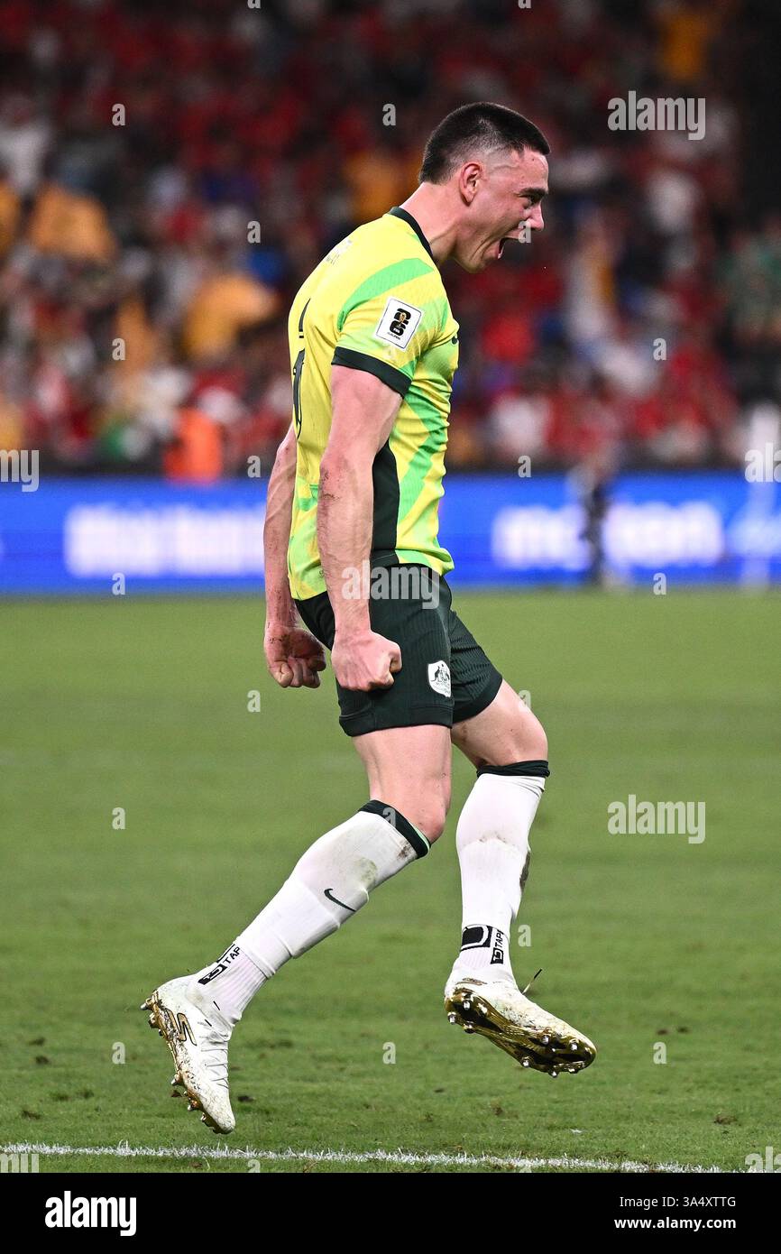 Lewis Miller of the Socceroos celebrates after scoring a goal during ...