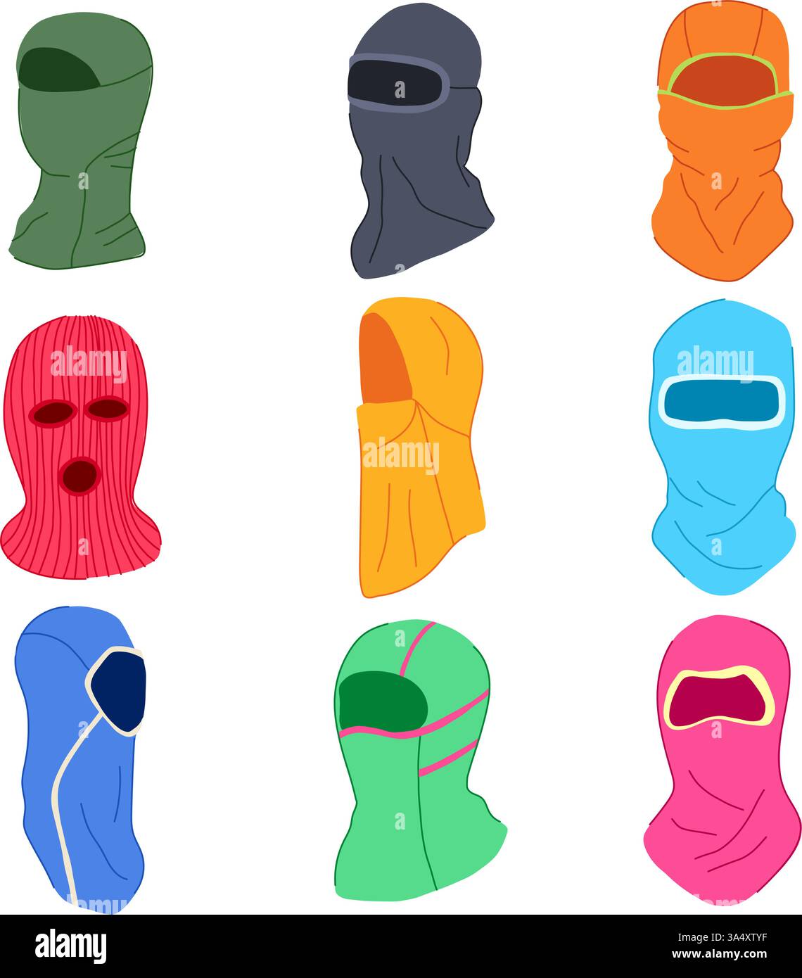 ski mask set cartoon vector illustration Stock Vector Image & Art - Alamy