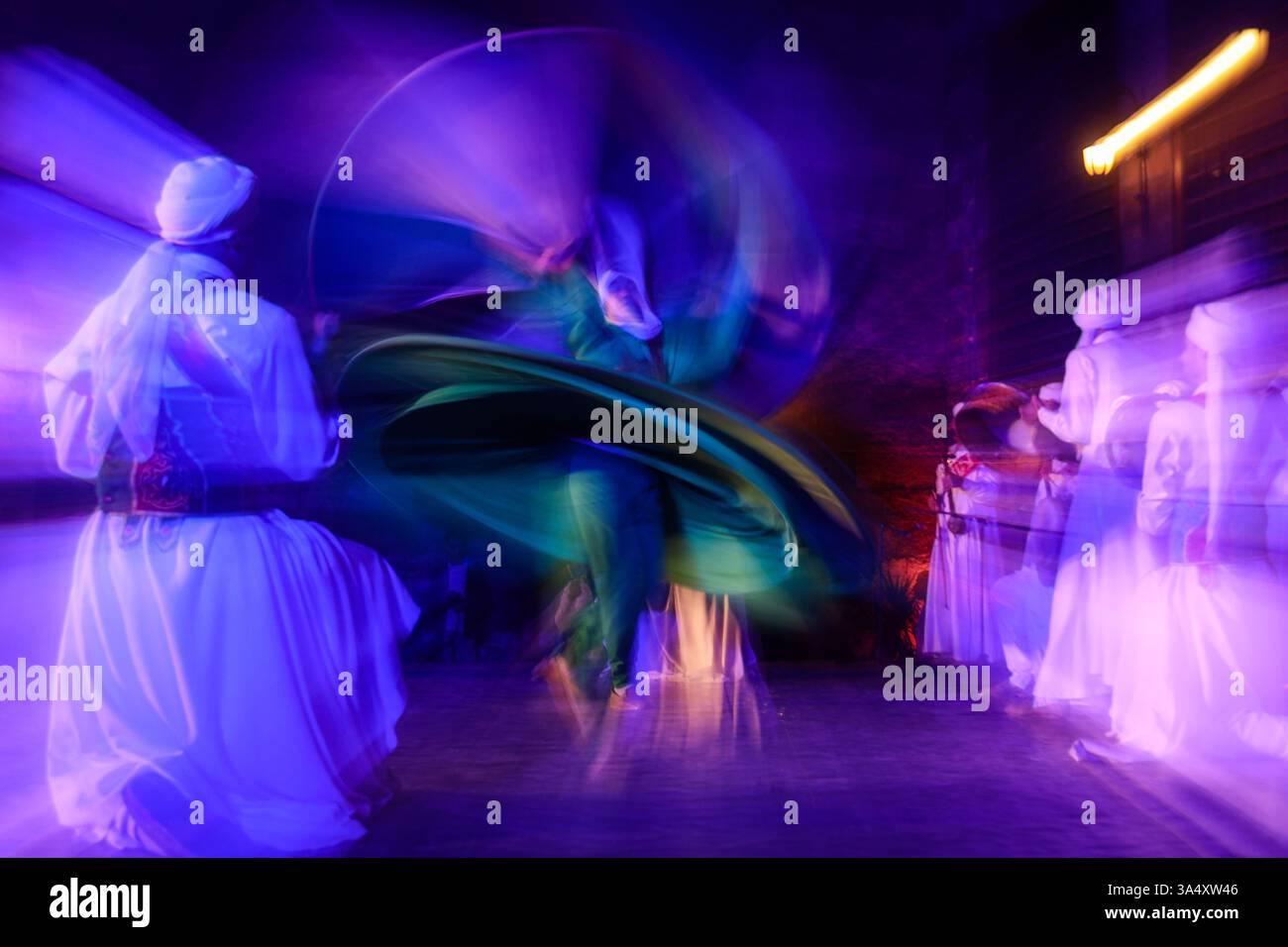 Cairo, Egypt. 19th Mar, 2025. A Tanoura dance show takes place at ...