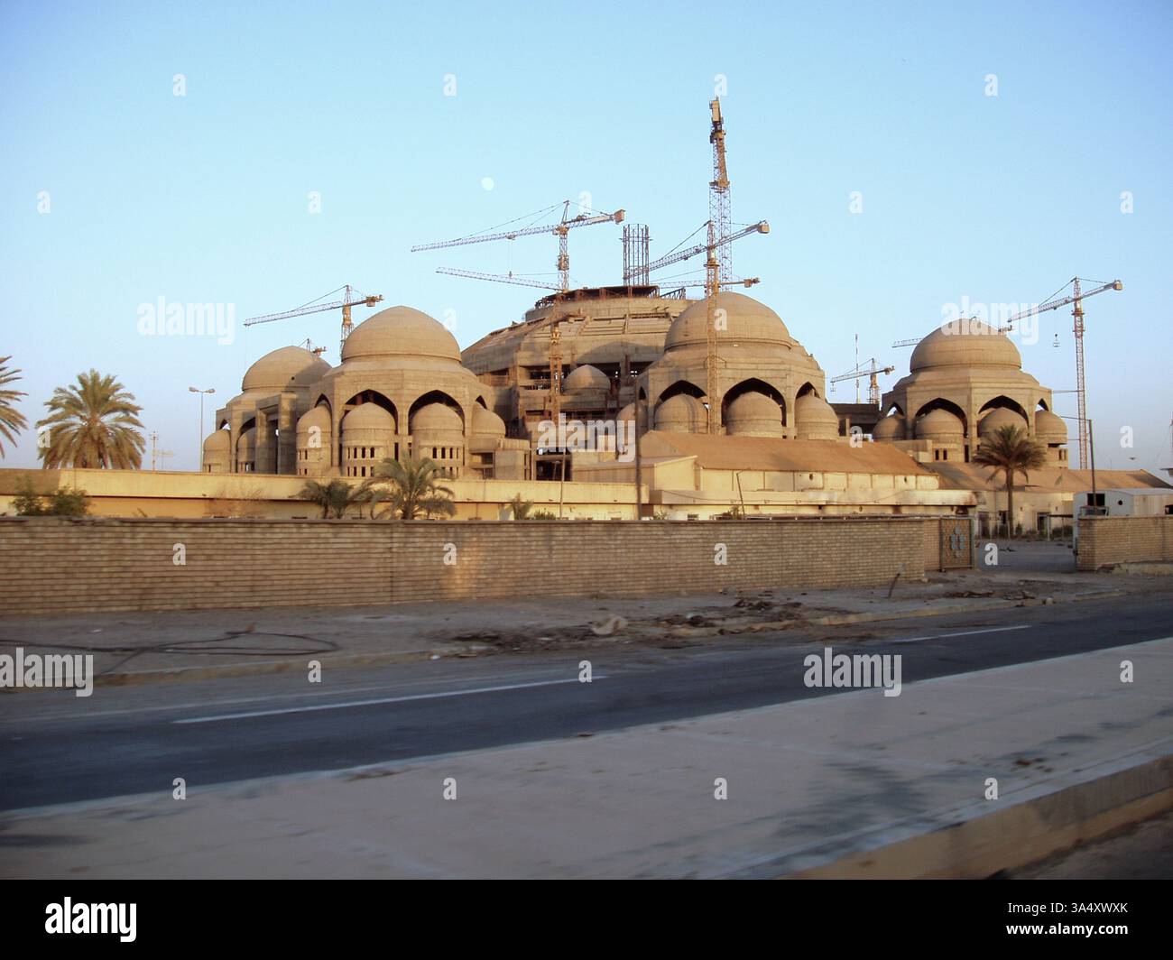 11th July 2003 The moon hangs over the al-Rahman Mosque in the al ...