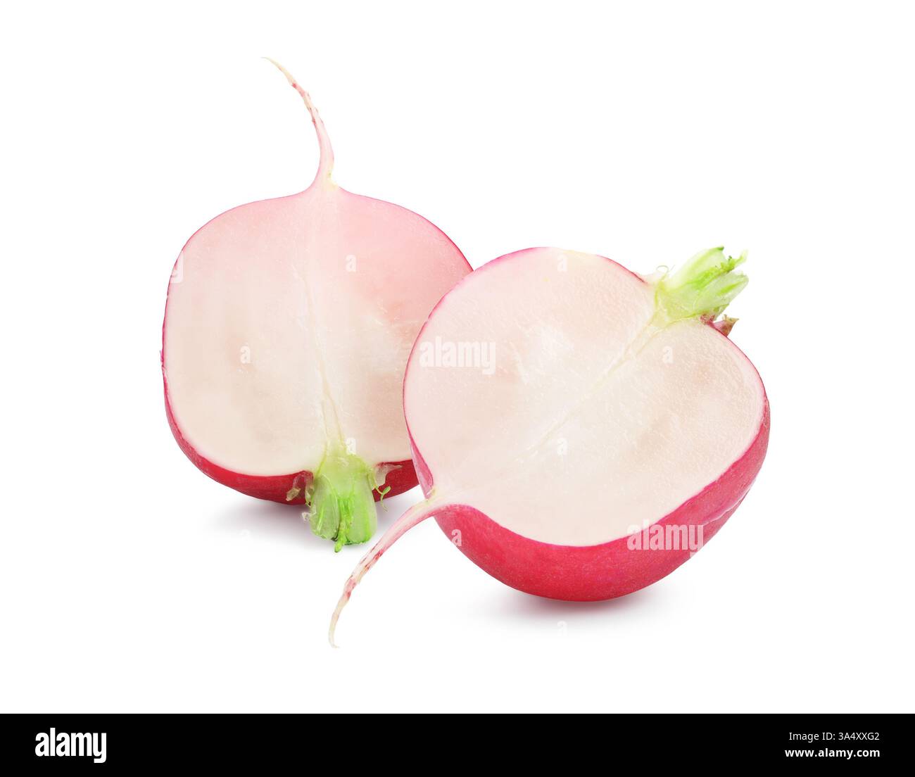 Cut fresh radishes isolated on white. Root vegetables Stock Photo - Alamy