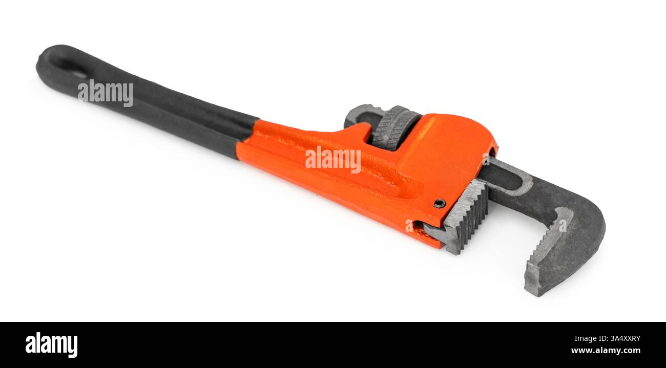 new plumbing wrench on white isolated background Stock Photo - Alamy