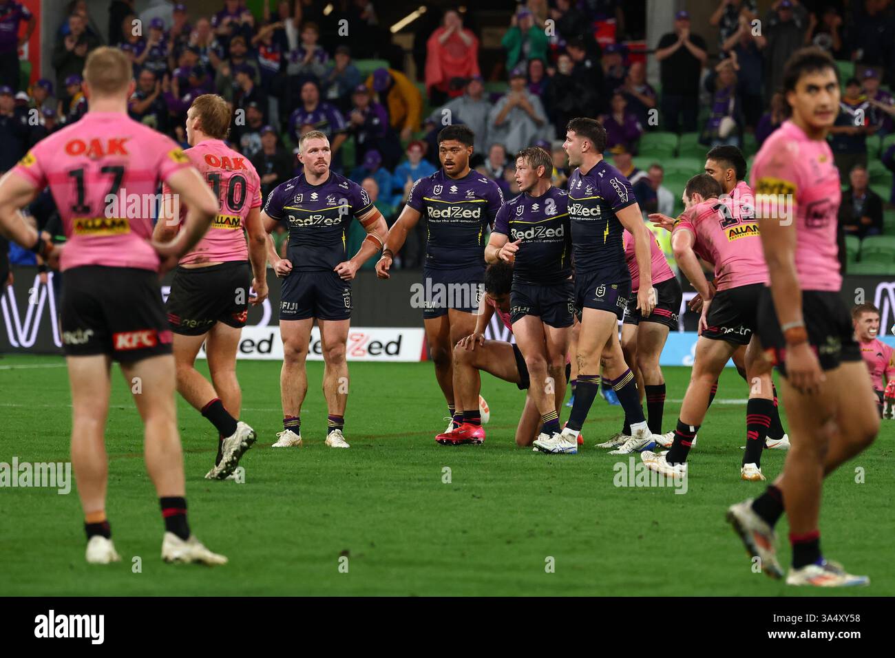 Melbourne, Australia. 20th Mar, 2025. Players react on the final buzzer ...