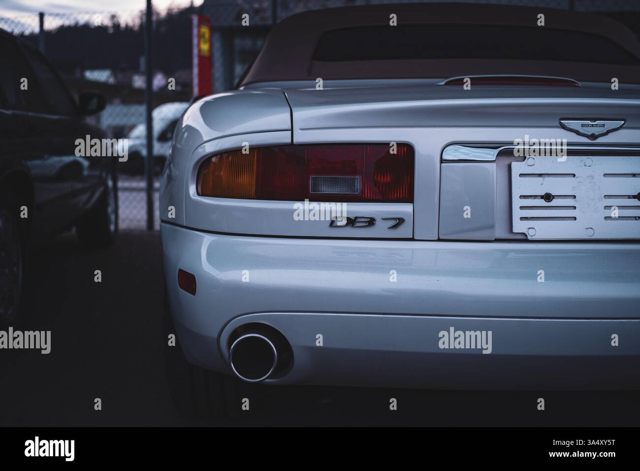 09-03-2025 Zurich, Switzerland. Aston Martin DB7 rear tail light and ...