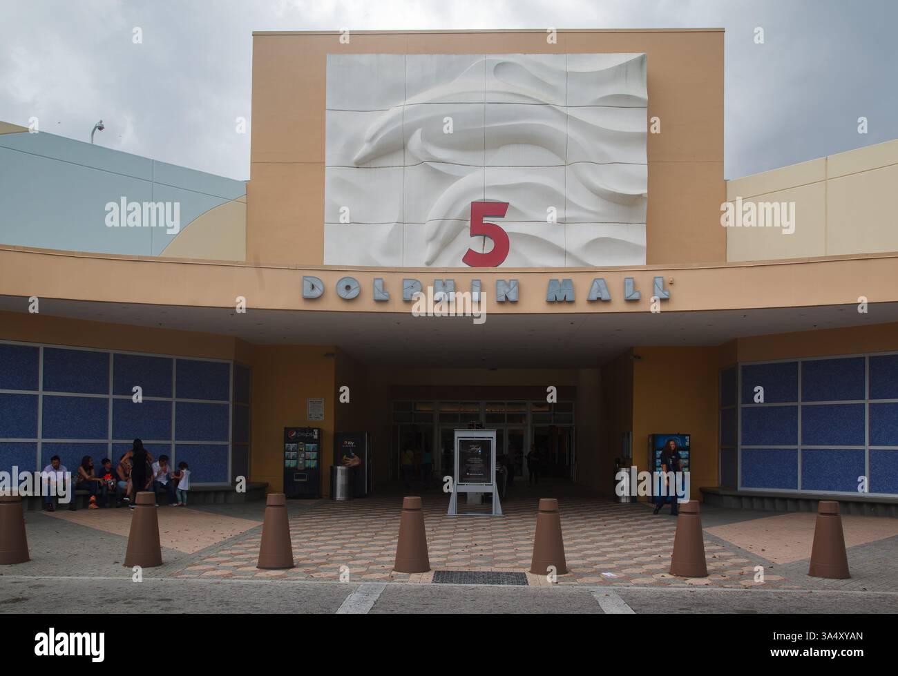 The Famous facade entrance of the Dolphin Mall in Miami, Florida, USA ...
